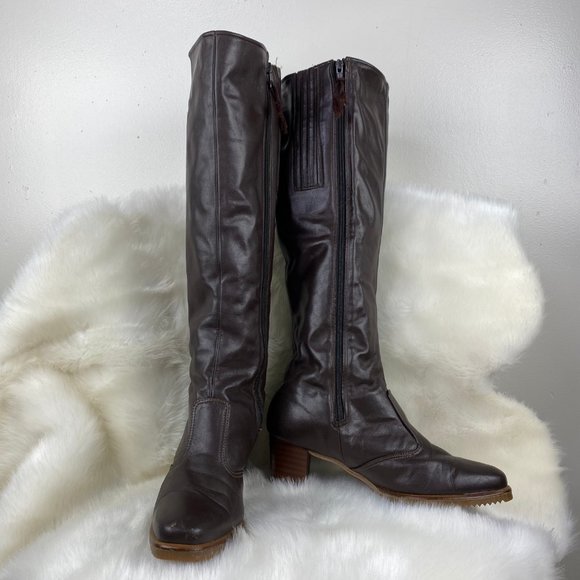 Vintage America | Shoes | Vintage 6s Cobbies Knee High Brown Leather ...